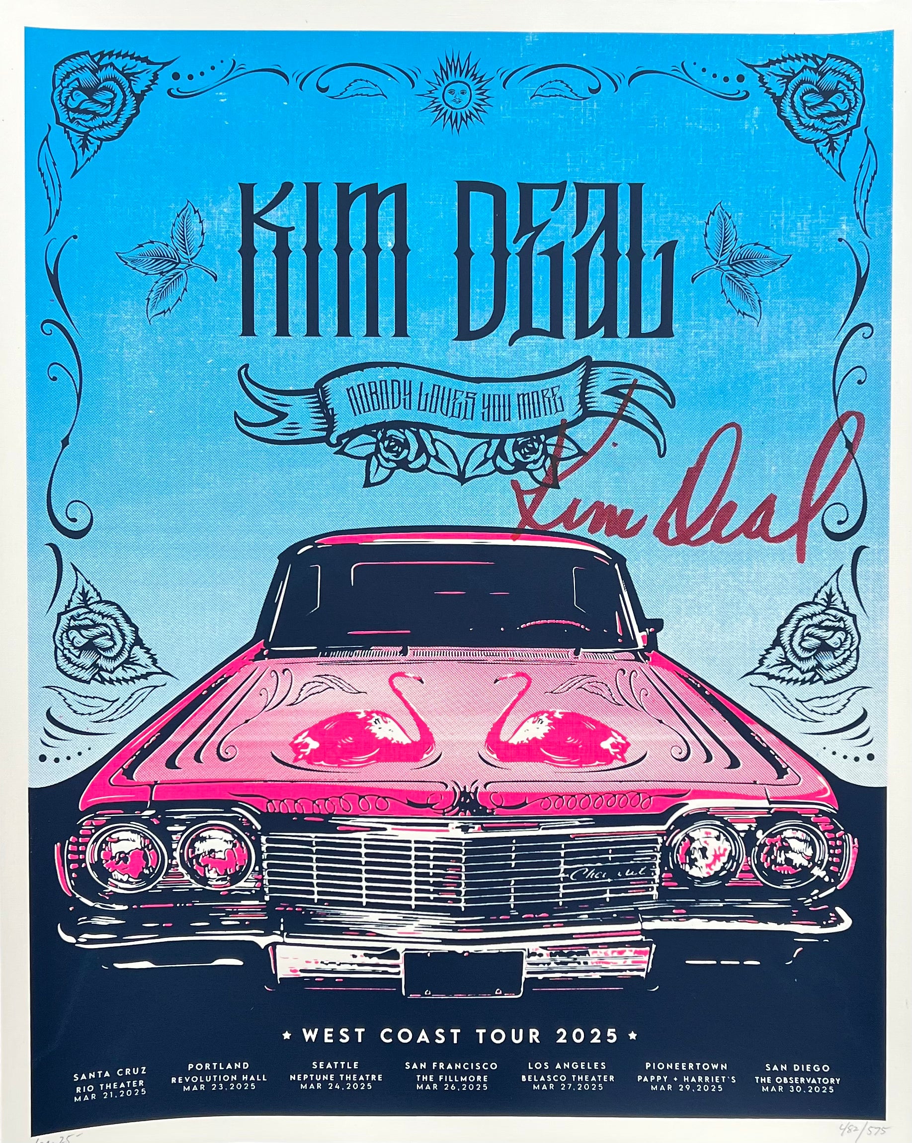 Kim Deal West Coast '25 tour poster (not signed) – Kim Deal Music